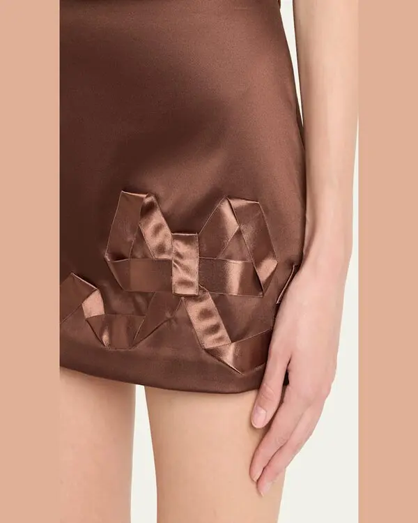 LoveShackFancy Nadina Satin Mini Skirt