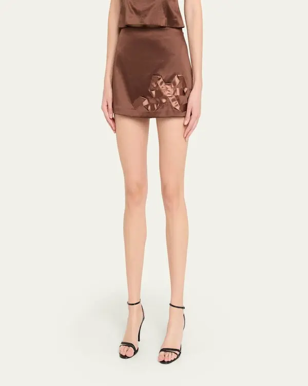 LoveShackFancy Nadina Satin Mini Skirt
