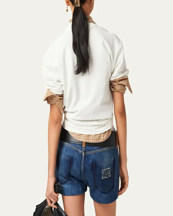 Miu Miu Short-sleeve Cotton Piqué Polo Shirt - Bianco
