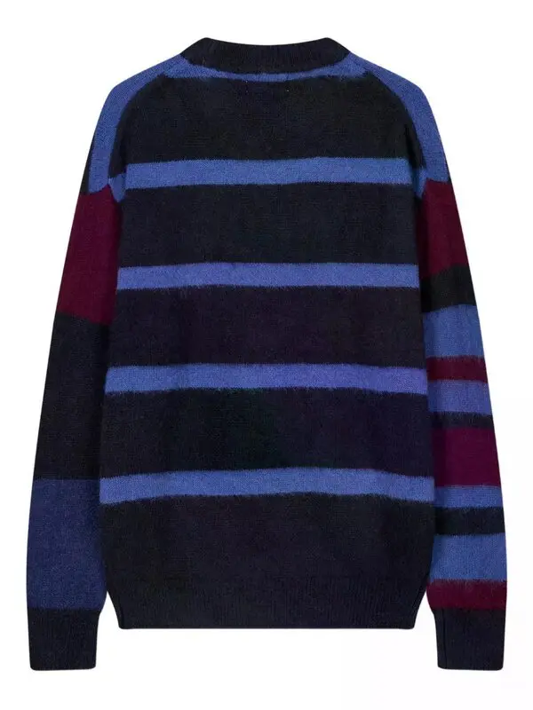 STUDIO TOMBOY Striped Fuzzy Texture Sweater - Blue