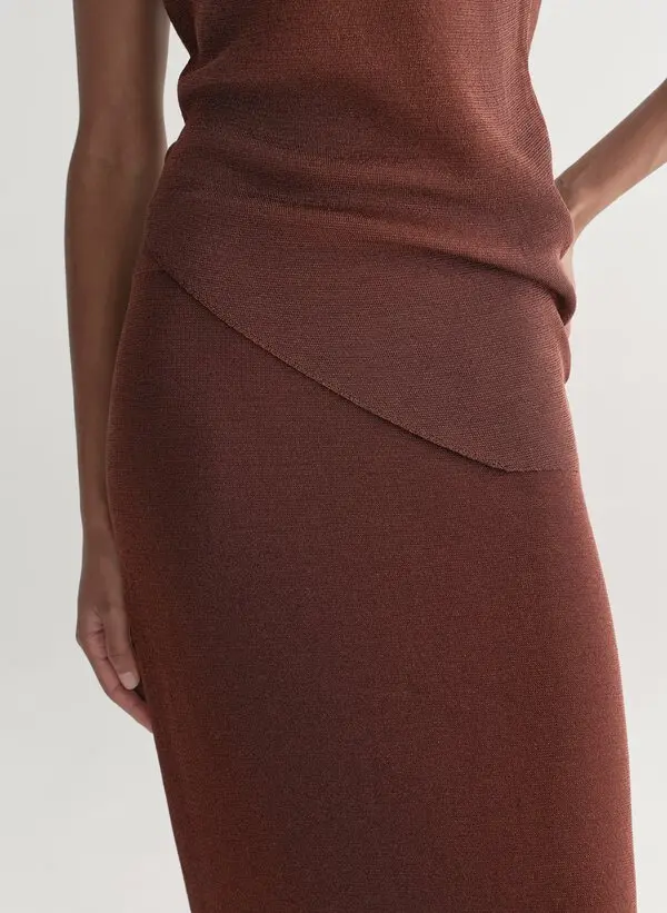 A.L.C. Clover Metallic Knit Midi Skirt - Rust