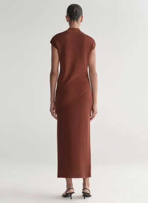 A.L.C. Clover Metallic Knit Midi Skirt - Rust