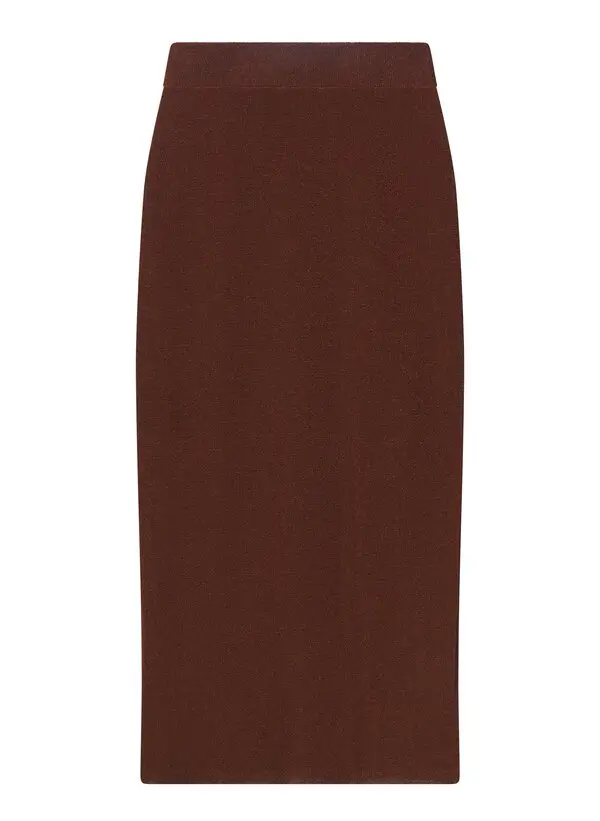 A.L.C. Clover Metallic Knit Midi Skirt - Rust