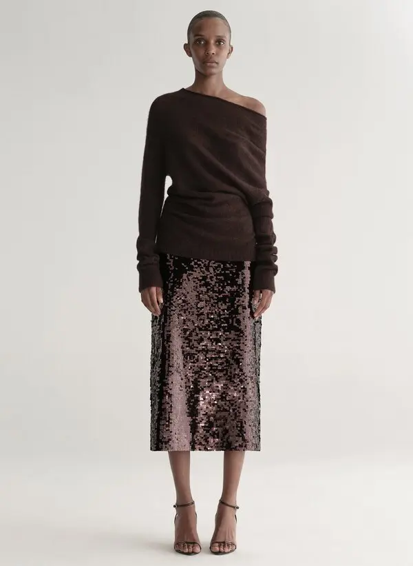 A.L.C. Freya Brushed Alpaca Sweater - Dark Umber