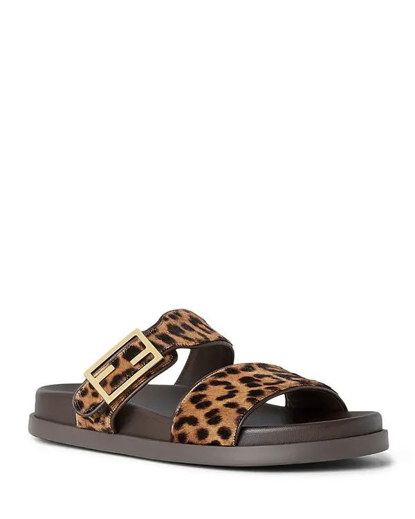 Fendi Feel Printed Calfskin Slides