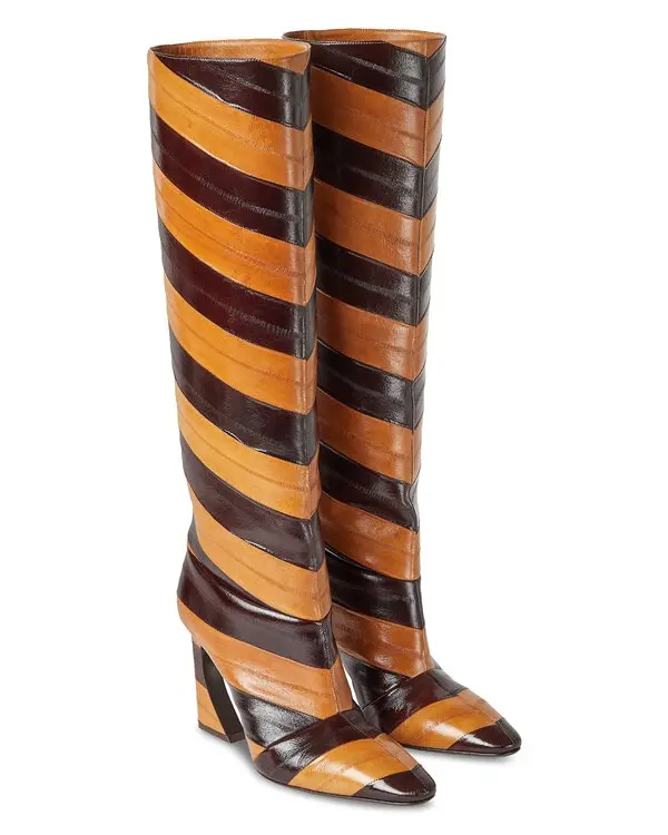 Fendi Arco Hagfish Leather Boots - Brown/beige