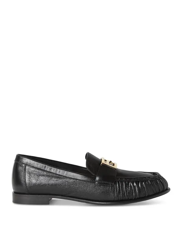 Fendi Black Leather Loafers with Silver-Tone Logo Bit Fendi Logo-Detail Leather Loafers - Black | Editorialist main image 4