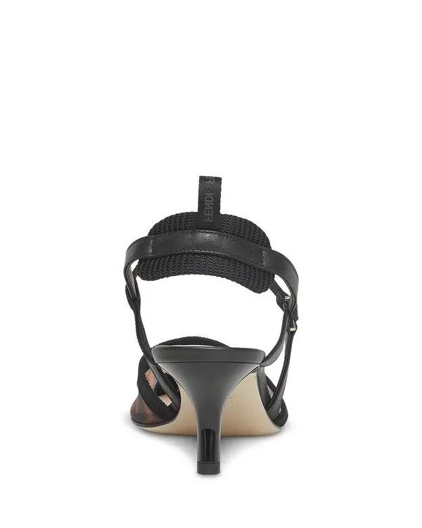Fendi Colibri Lite Ff Mesh Mid-heel Slingbacks - Black/brown