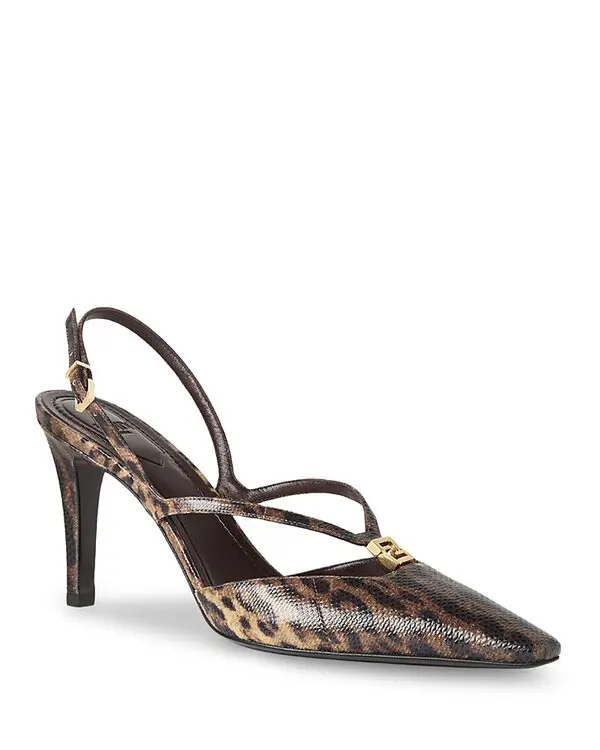 Fendi Ffold High Heel Printed Karung Slingbacks