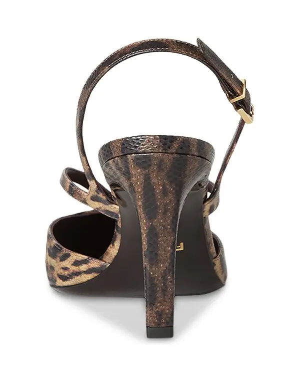 Fendi Ffold High Heel Printed Karung Slingbacks - Beige