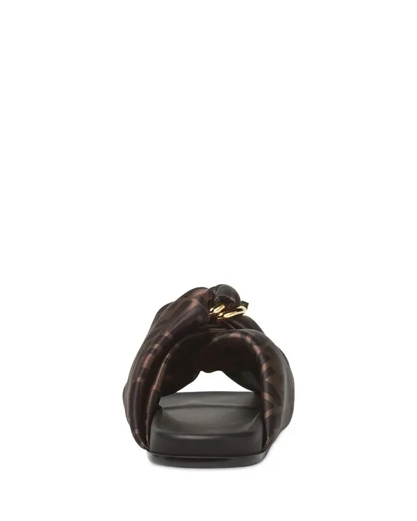 Fendi Feel Satin Ff Slides - Brown