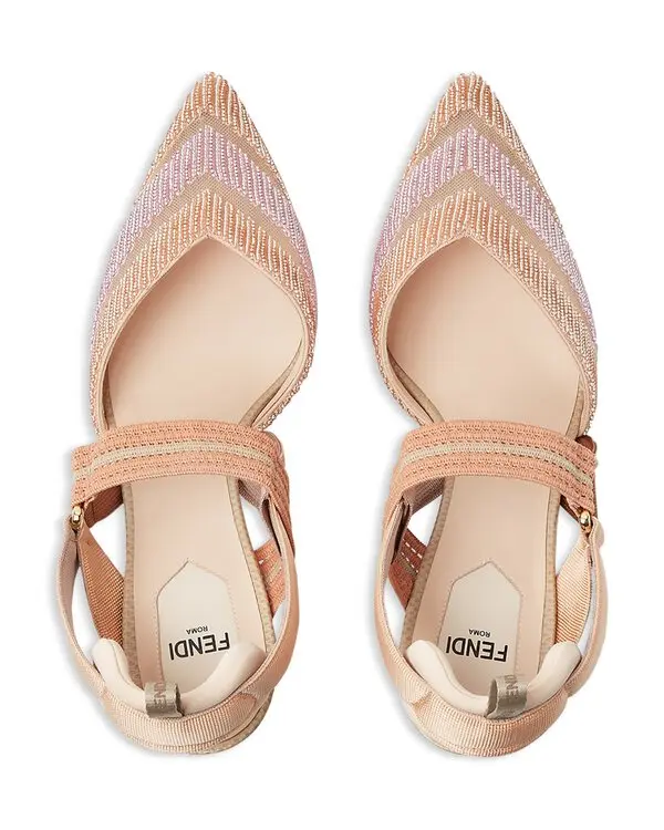 Fendi Colibri Beaded Mesh High Heel Slingbacks
