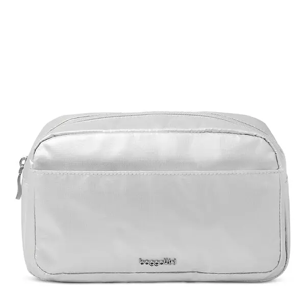 BAGGALLINI The Jet Set Edit Pocket Cosmetic Pouch With Brush Organization - Silver Metallic
