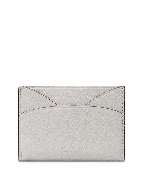 Tory Burch Romy Leather Flat Card Case - Ash Cloud