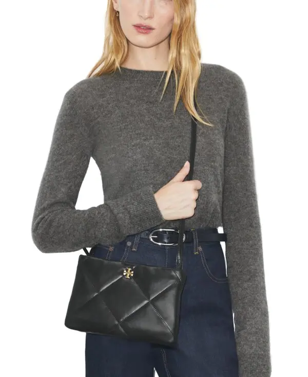 Tory Burch Kira Diamond Quilted Leather Crossbody Bag - Black