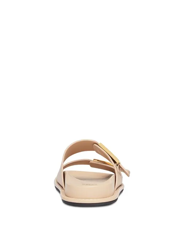 Fendi Feel Leather Slides - Beige
