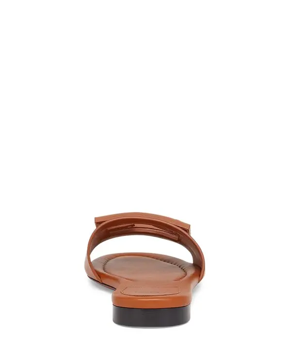 Fendi Baguette Leather Slides - Cuoio