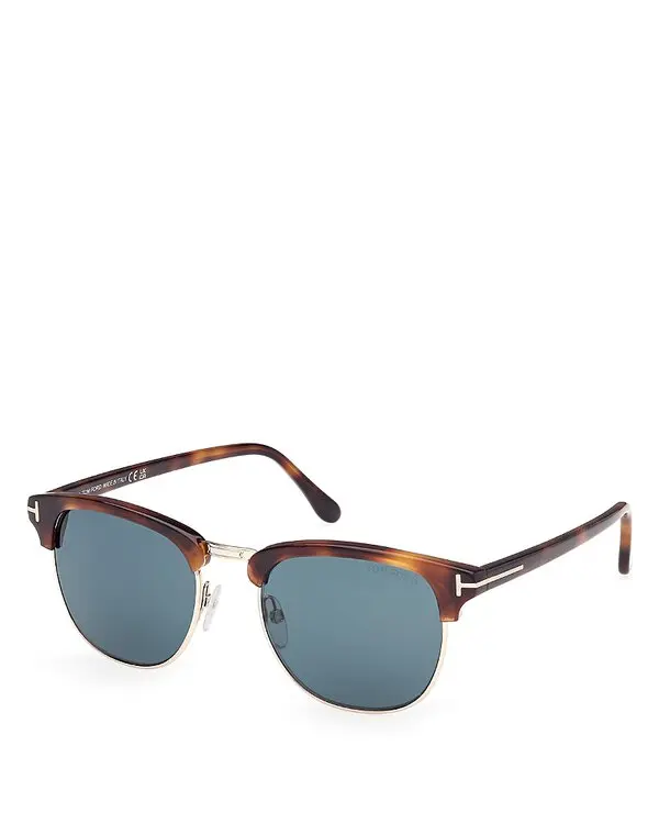 TOM FORD Browline Round Sunglasses - Havana/blue