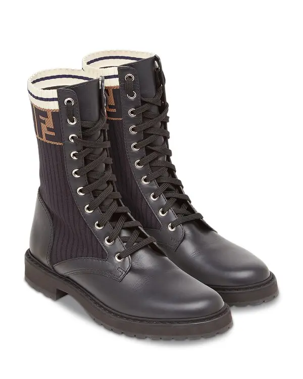 Fendi Rockoko Leather Biker Boots