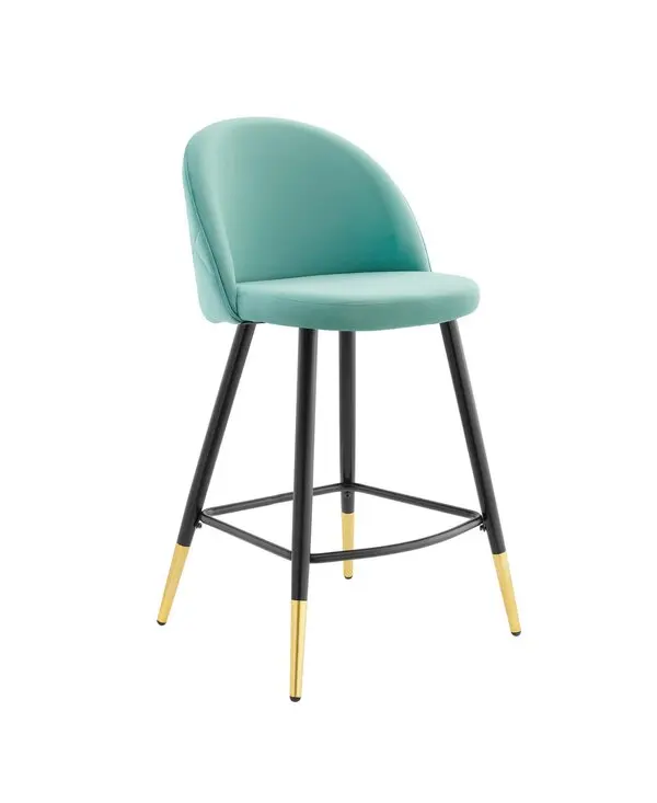 MODWAY Cordial Performance Velvet Counter Stools, Set Of 2 - Mint