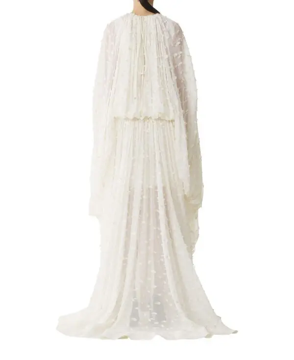 LANVIN Long Plumetis Silk Dress - White/ivory