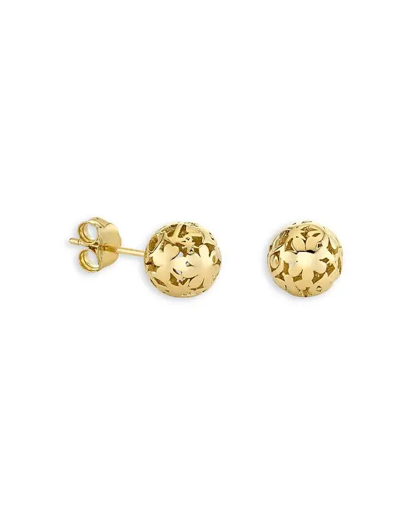 SYDNEY EVAN 14k Yellow Icon Wallpaper Ball Stud Earrings - Gold