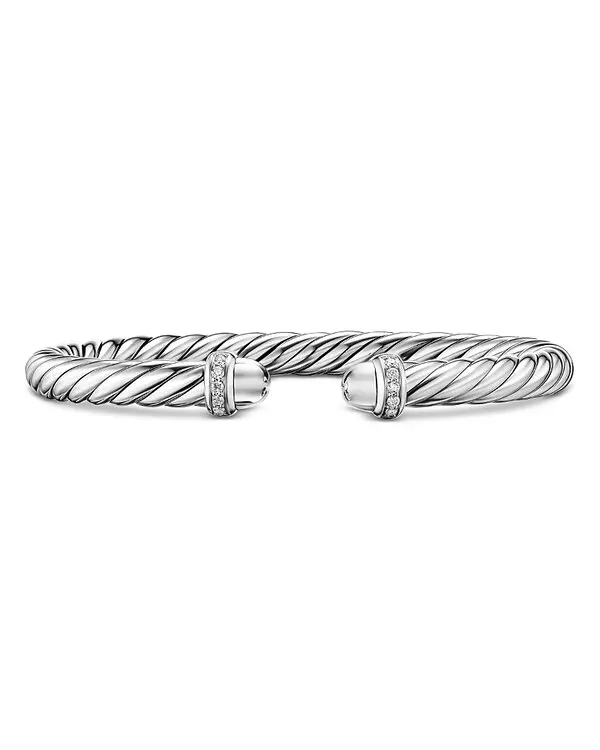 David Yurman Cable Flex Bracelet With Diamonds - Silver