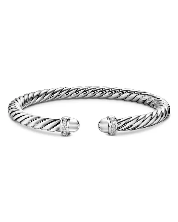 David Yurman Cable Flex Bracelet With Diamonds - Silver