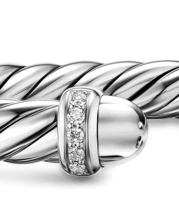 David Yurman Cable Flex Bracelet With Diamonds - Silver