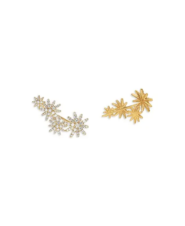 David Yurman Starburst Diamond Climber Earrings - Gold