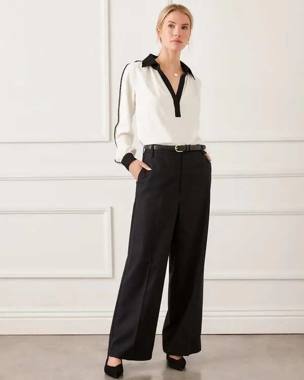 Karen Kane Rhinestone Embellished Wide Leg Trousers