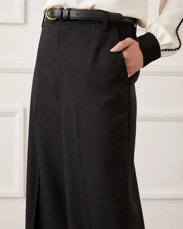 Karen Kane Rhinestone Embellished Wide Leg Trousers