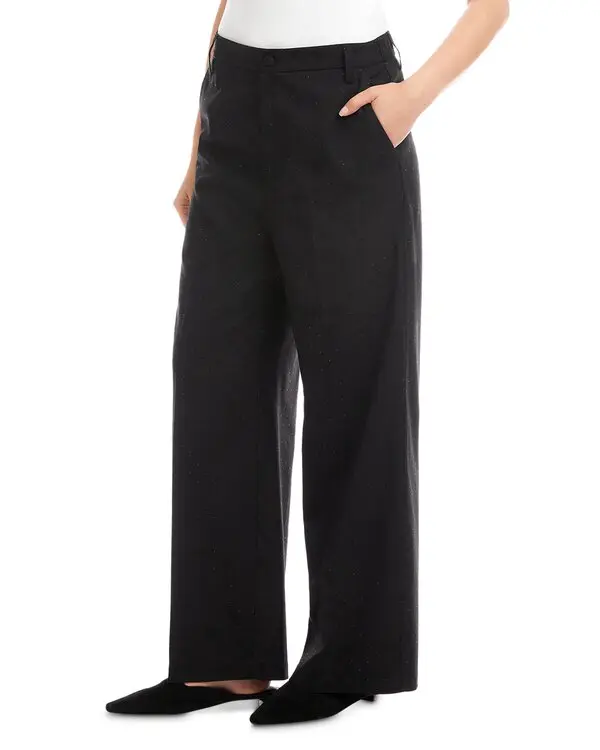 Karen Kane Rhinestone Embellished Wide Leg Trousers