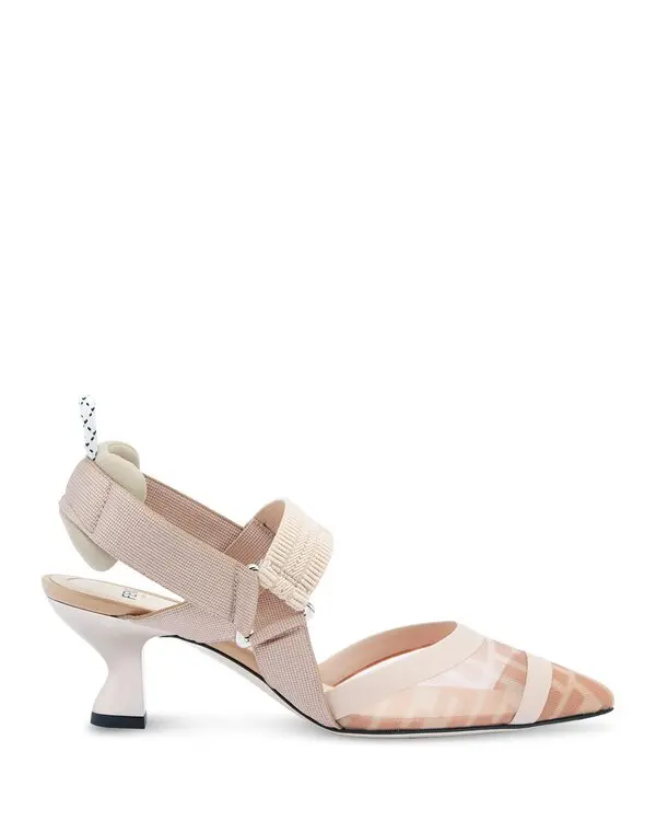 Fendi Colibri Mesh Mid Heel Slingbacks