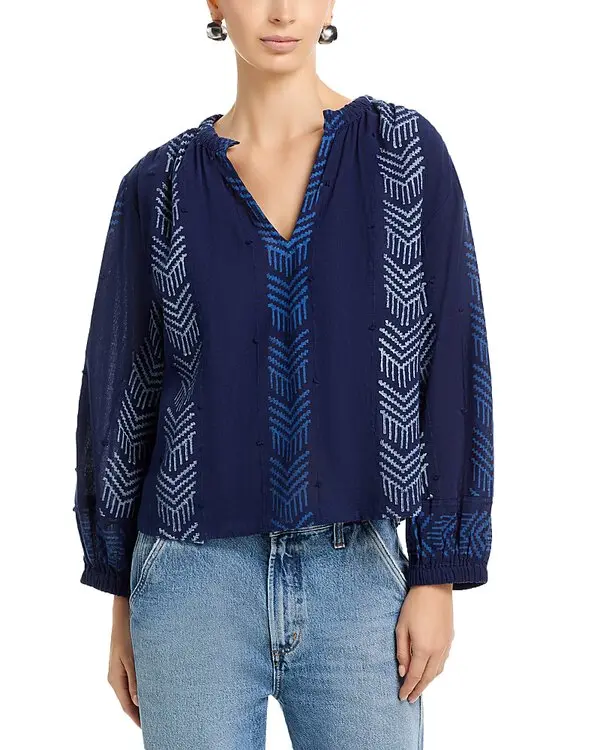 Velvet By Graham & Spencer Effie Split Neck Top