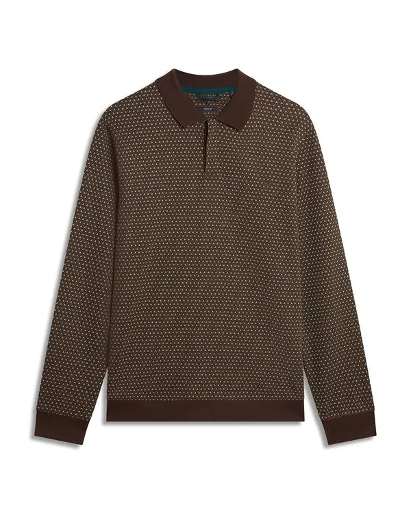 Ted Baker London Durand Geo Jacquard Polo Shirt - Brown