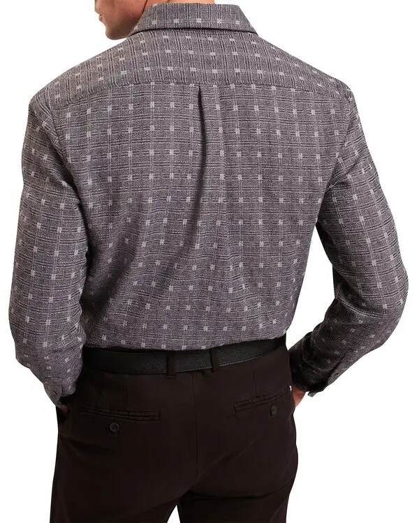 Ted Baker London Vyser Regular Fit Jacquard Check Shirt - Grey