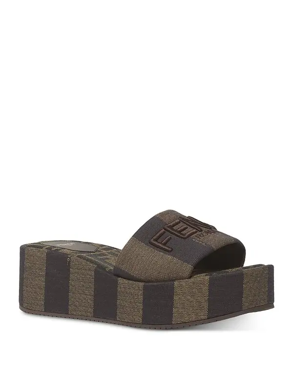 Fendi Sunshine Flatform Slides - Brown