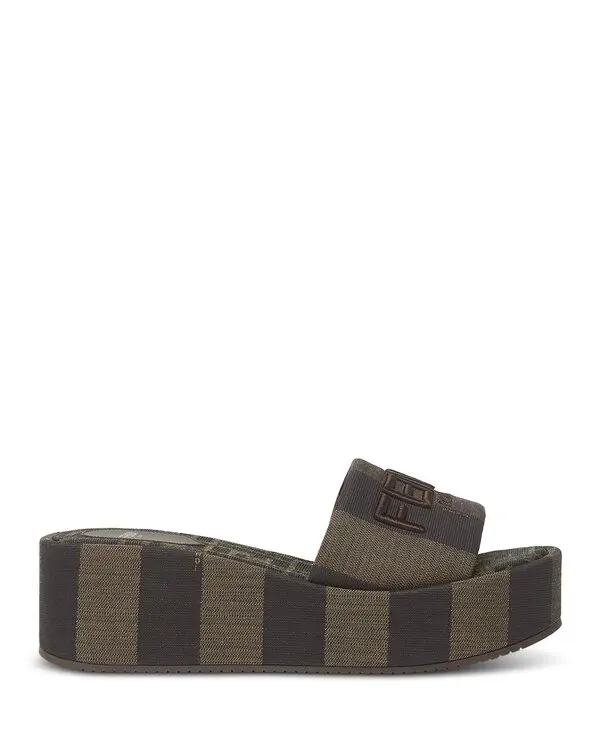 Fendi Sunshine Flatform Slides - Brown