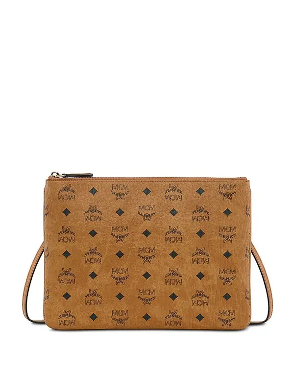 Mcm Aren Visetos Zip Pouch - Cognac