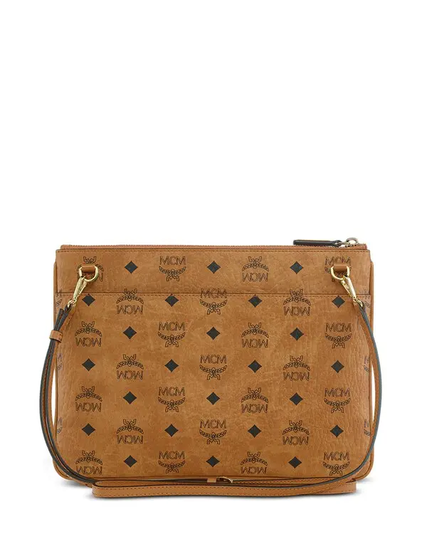 Mcm Aren Visetos Zip Pouch - Cognac