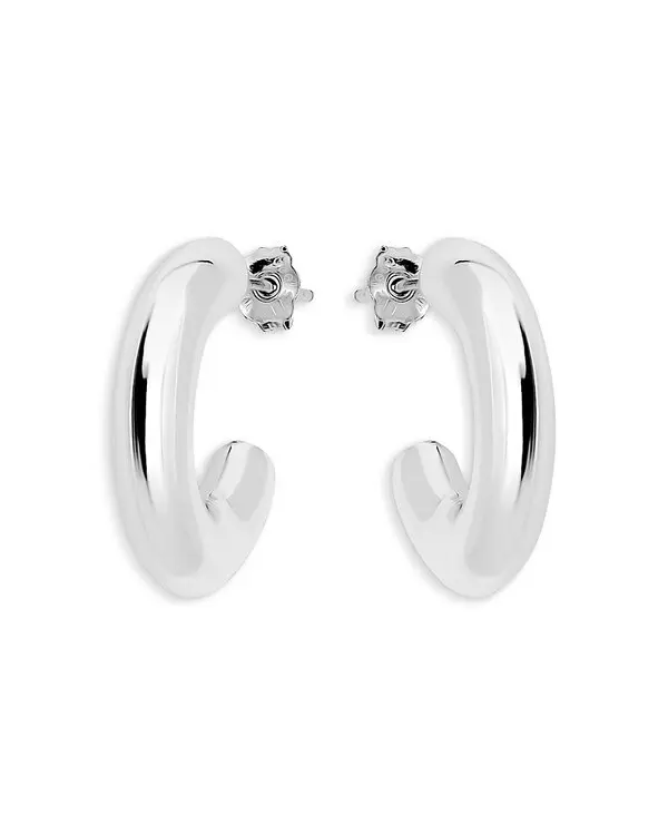 Aqua Chunky C Hoop Earrings - Silver