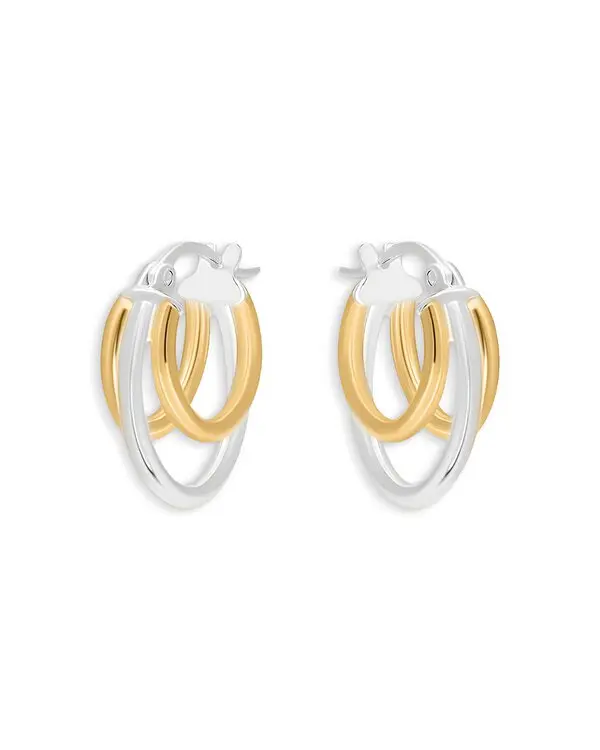 Aqua Triple Row Hoop Earrings - Two Tone