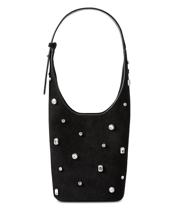 Veronica Beard Leather Shoulder Bag With Crystal Embellishments
