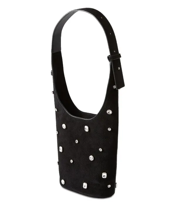 Veronica Beard Leather Shoulder Bag With Crystal Embellishments