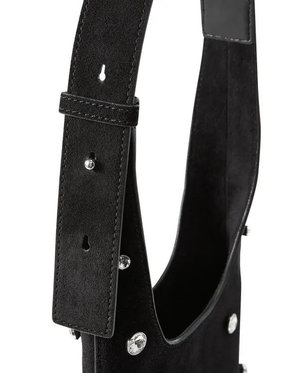 Veronica Beard Leather Shoulder Bag With Crystal Embellishments