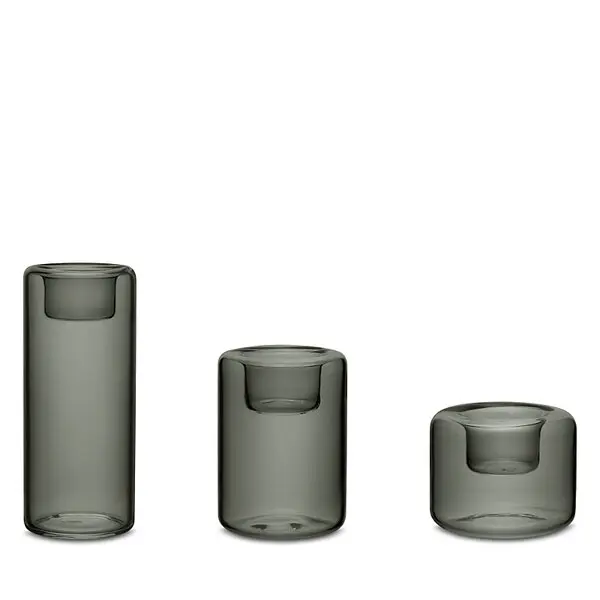 KOSTA BODA Happy Votive Holders, Set Of 3 - Gray