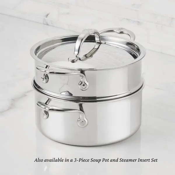 HESTAN Probond Luxe 4 Quart Polished Professional Clad Stainless Steel Soup Pot With Lid
