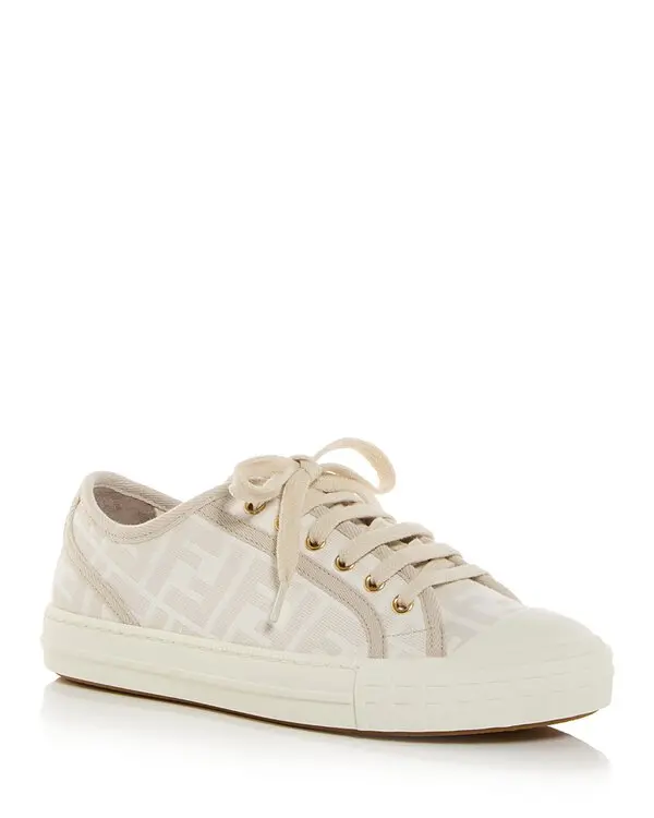 Fendi Domino Ff Fabric Low Top Sneakers - Avorio Tor