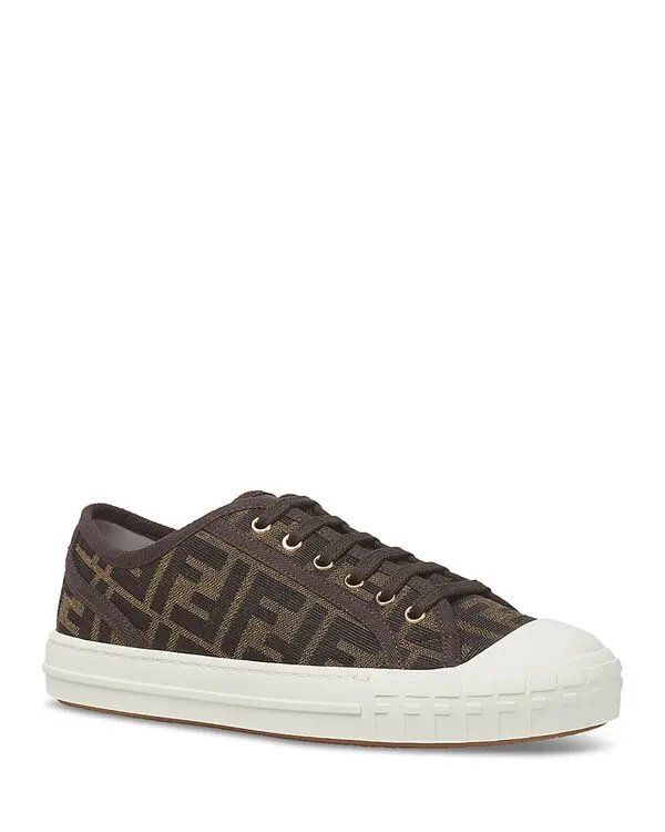 Fendi Domino Ff Fabric Low Top Sneakers - Brown